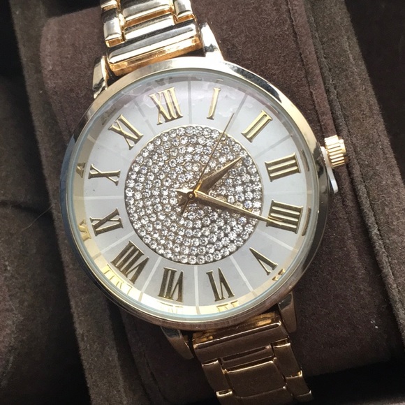 Accessories | Gold Rhinestone Watch | Poshmark